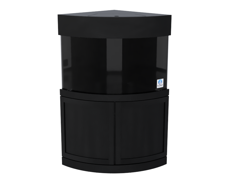 110 Gallon Bow Corner Aquarium Kit Classic Black – Dallas Aquarium ...